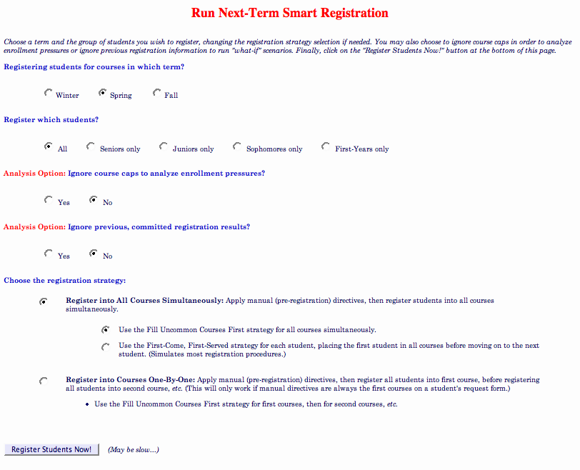 Smart: Running Registration